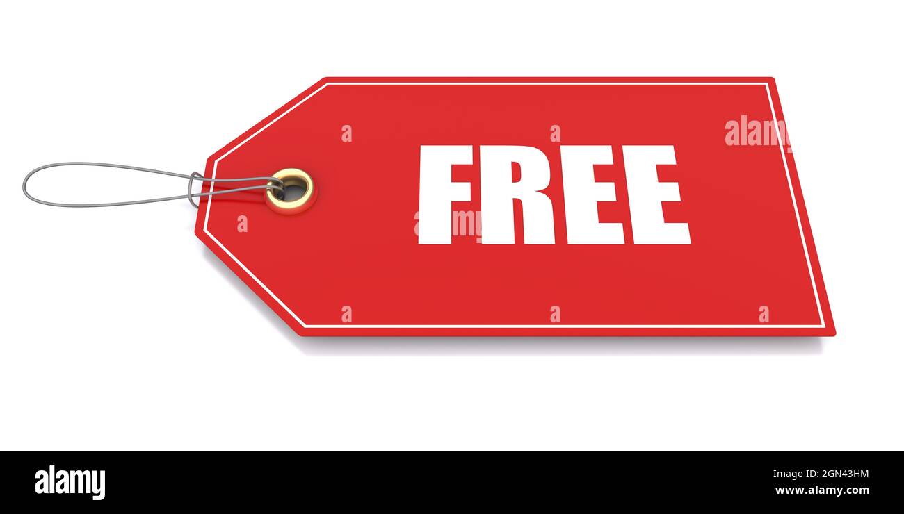 Red free-tag on a white background. 3d illustration Stock Photo - Alamy