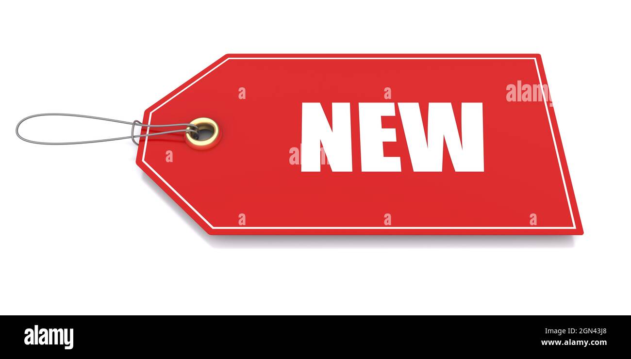 Price tag new isolated on white hi-res stock photography and images - Alamy