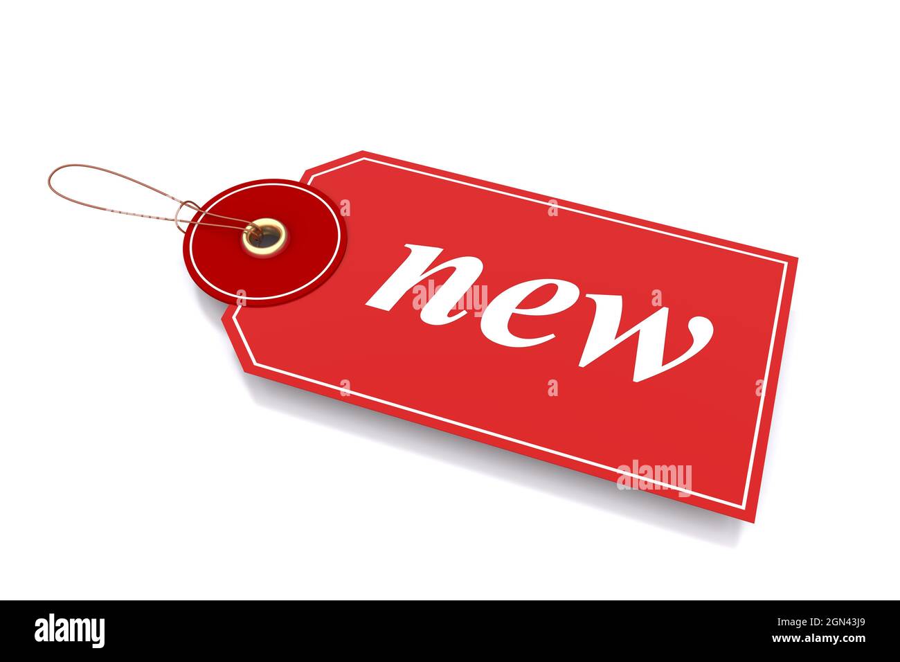 Red new-tag on a white background. 3d rendered image Stock Photo - Alamy