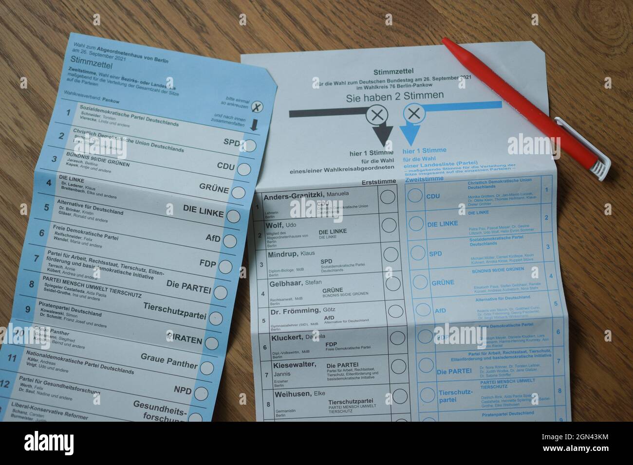 22 September 2021, Berlin: The ballot paper for the election of the ...