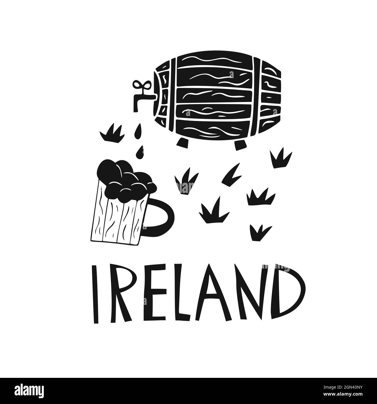 Vector hand drawn Ireland logo. Travel illustration of Republic of ...