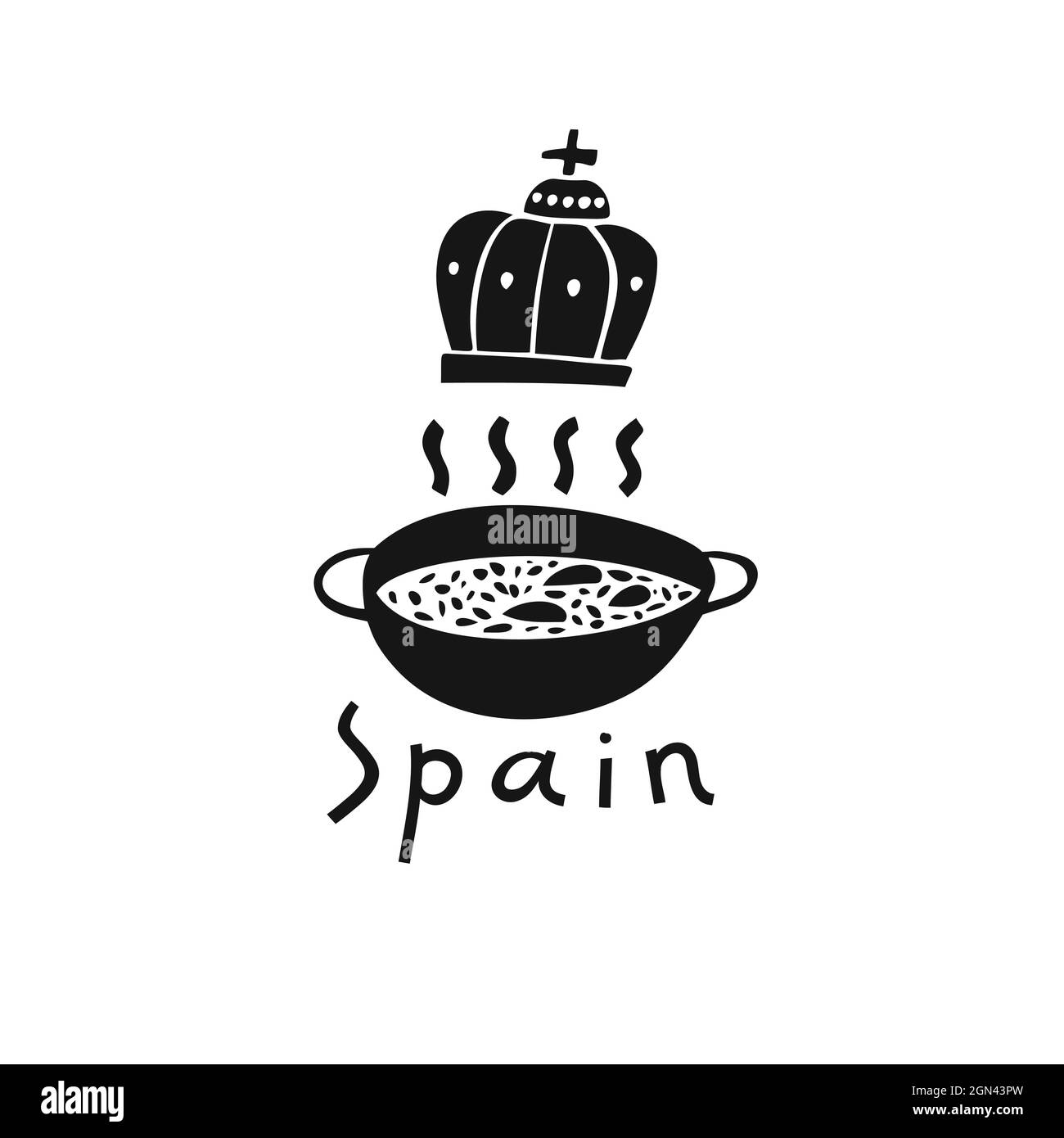Vector hand drawn symbol of Spain. Travel illustration of Spain food ...