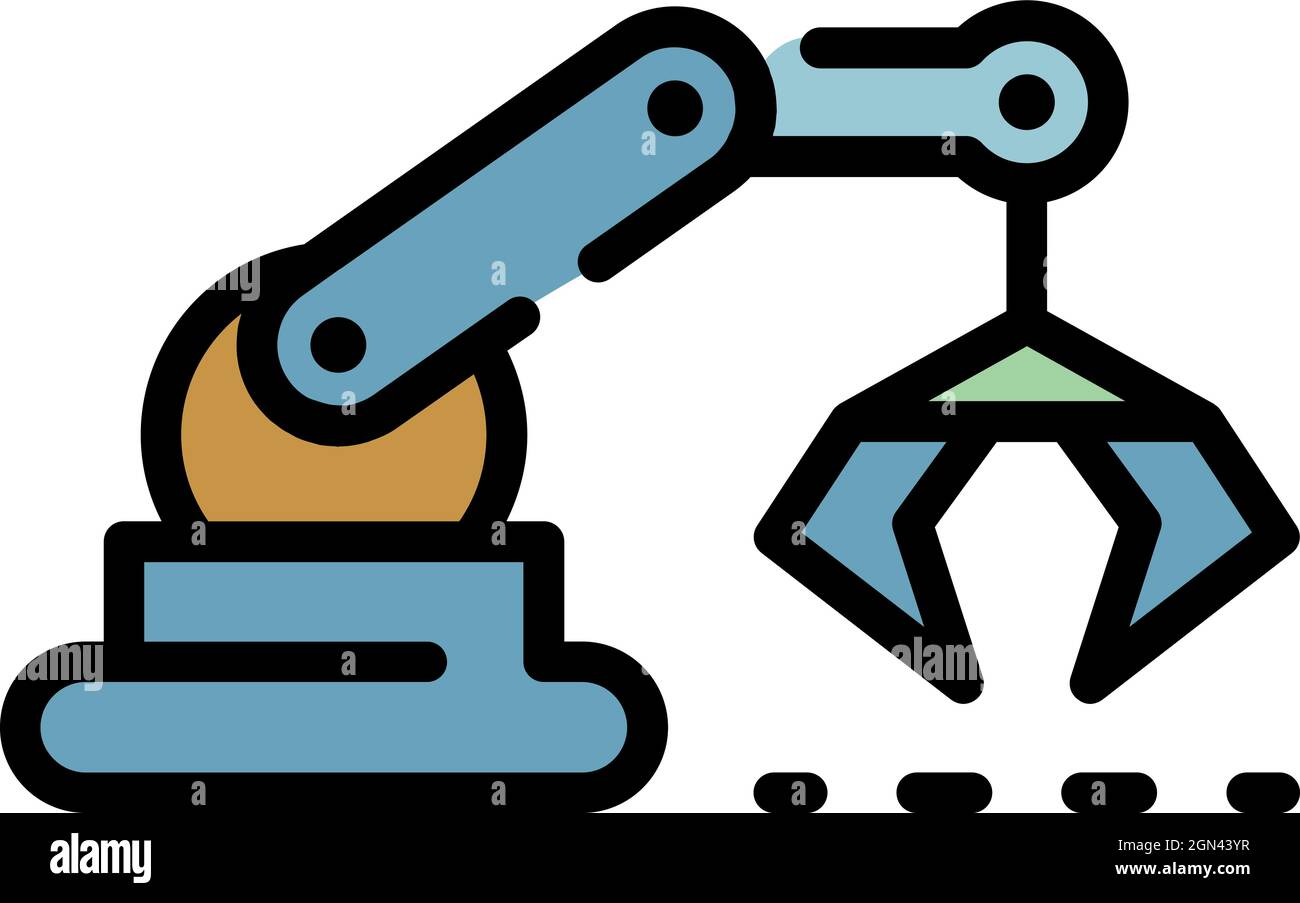 Assembly robot hand icon. Outline assembly robot hand vector icon color ...