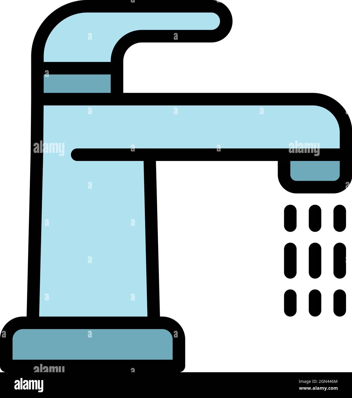 Open water tap icon. Outline open water tap vector icon color flat ...