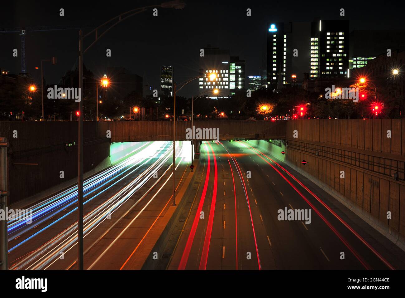 Light Trails on Boulevard Ville-Marie, Montreal Stock Photo - Alamy