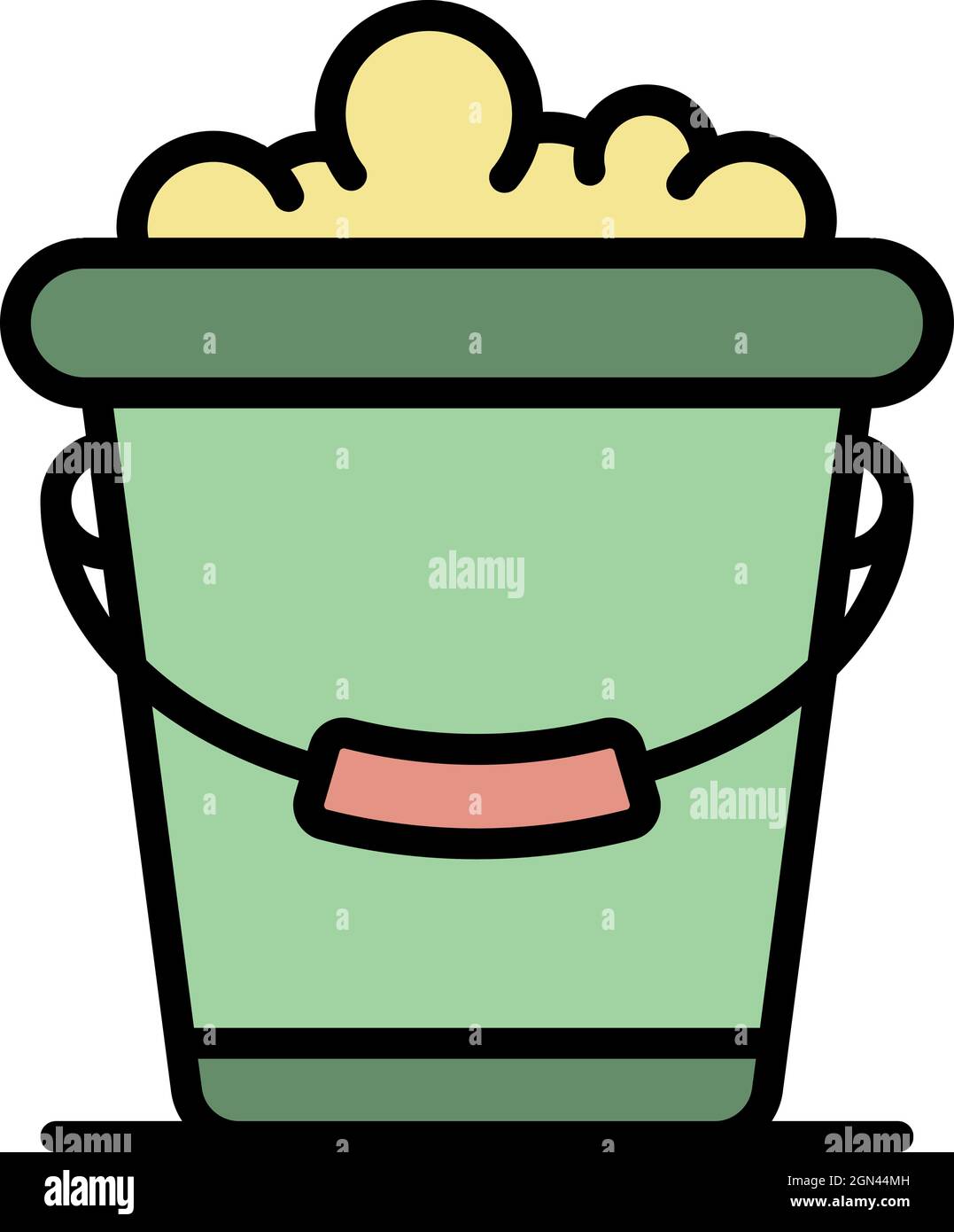 Bubble wash bucket icon. Outline bubble wash bucket vector icon color ...