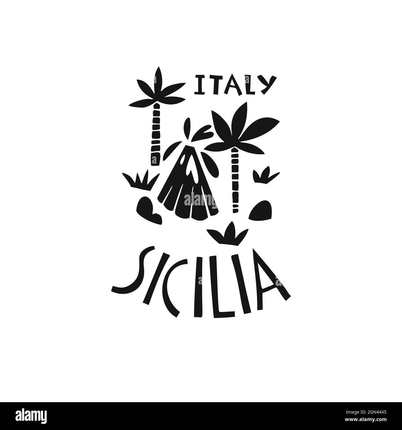 Vector hand drawn Italy label. Travel illustration of Sicily. Hand ...
