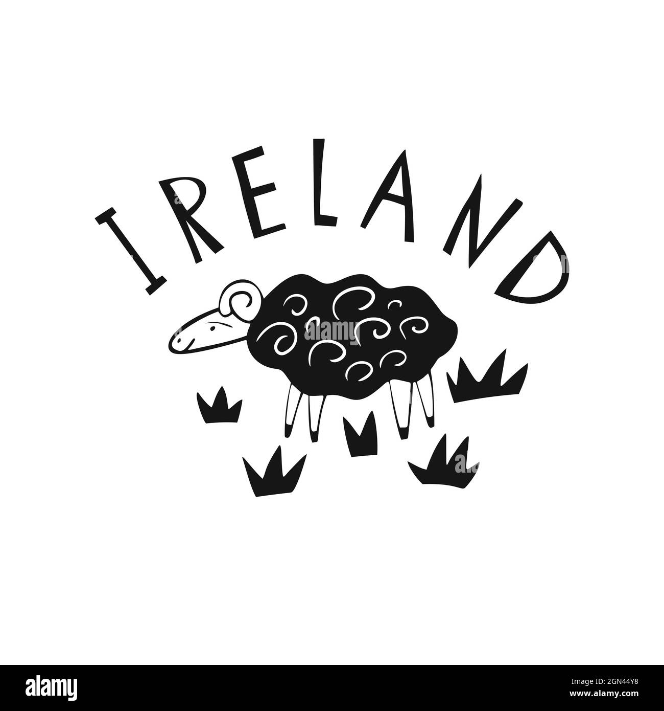 Vector hand drawn Ireland logo. Travel illustration of Republic of ...