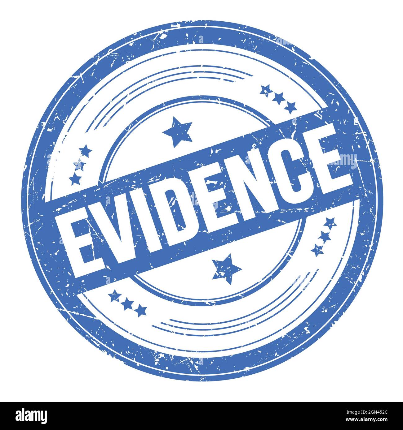 EVIDENCE text on blue round grungy texture stamp Stock Photo - Alamy