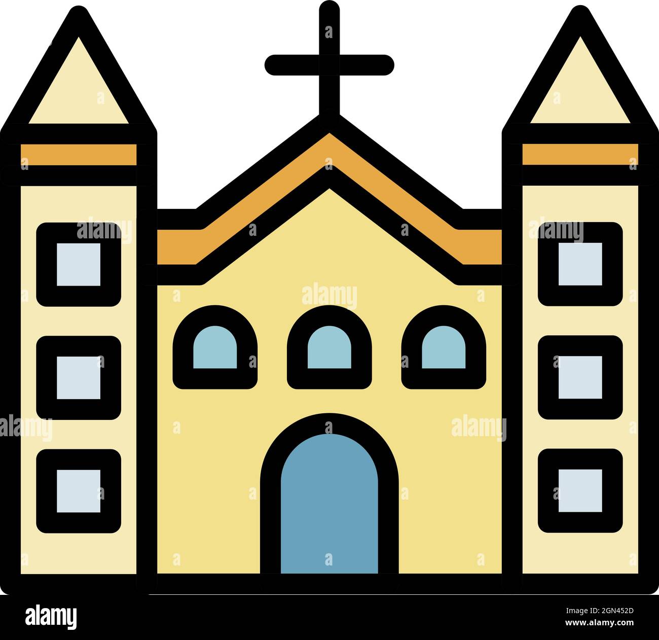 Catholic church icon. Outline catholic church vector icon color flat ...