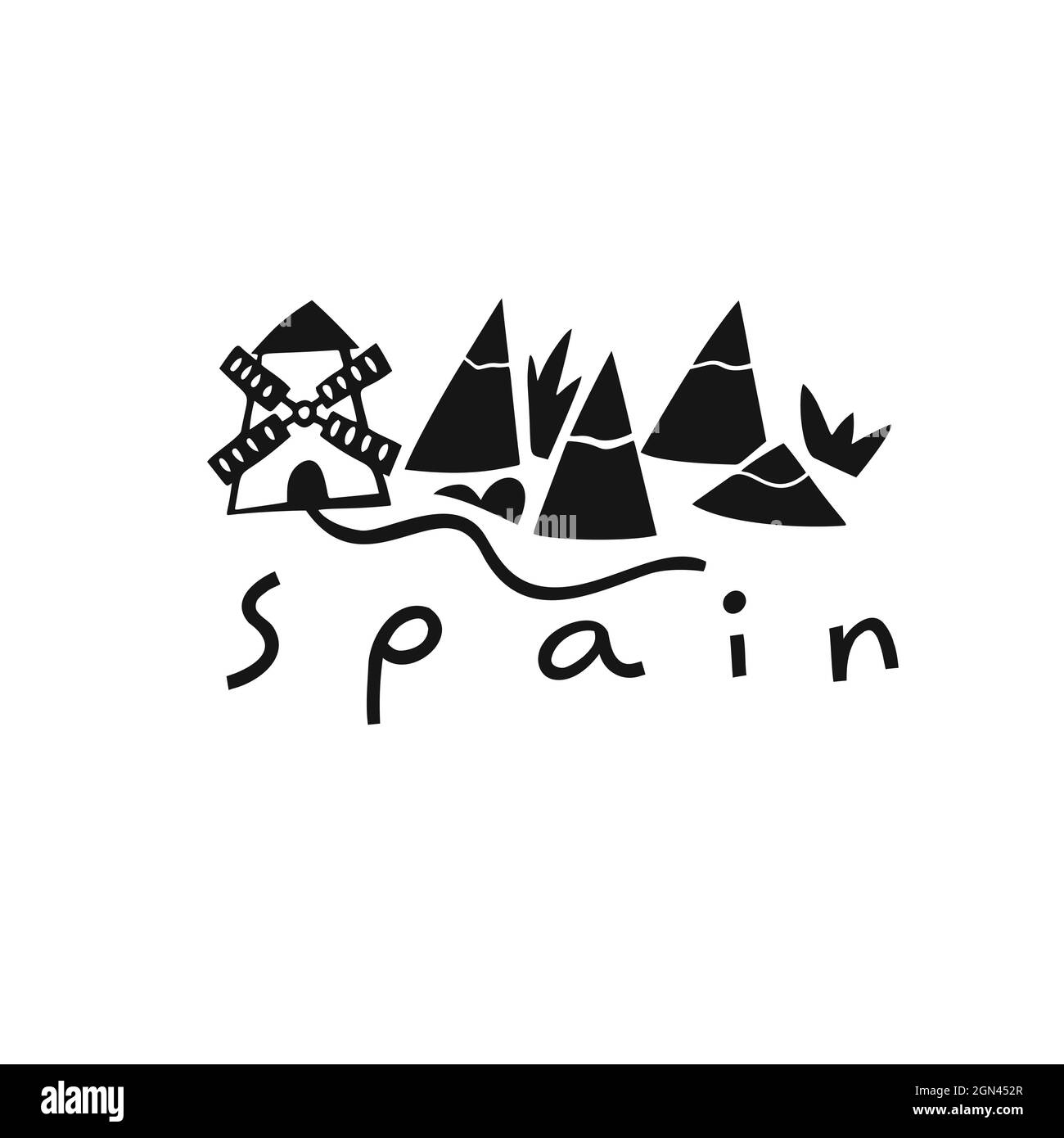 Vector hand drawn symbol of Spain. Travel illustration of Spain ...