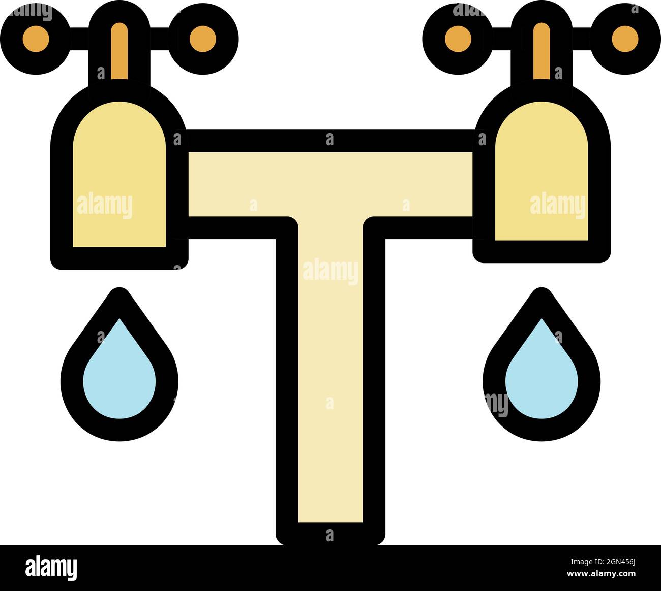 Double water tap icon. Outline double water tap vector icon color flat ...