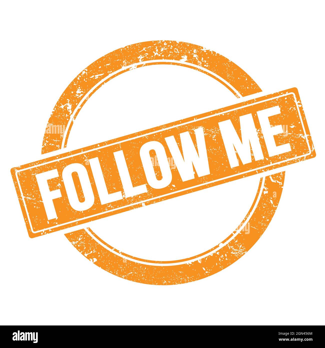 FOLLOW ME text on orange grungy round vintage stamp Stock Photo - Alamy