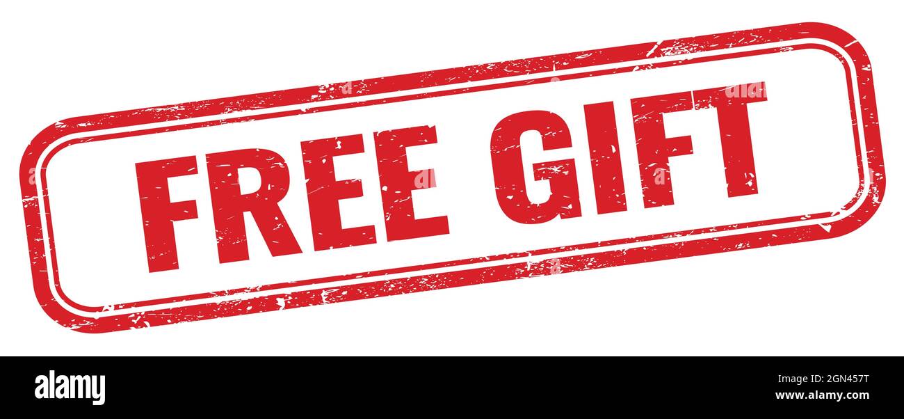 FREE GIFT text on red grungy rectangle stamp Stock Photo - Alamy