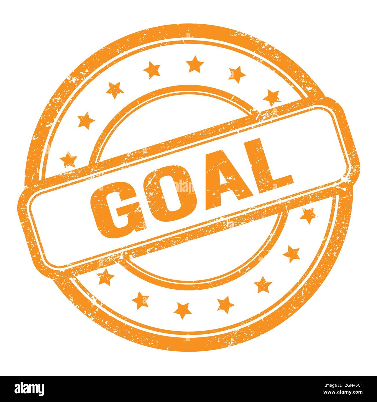 GOAL text on orange grungy vintage round rubber stamp Stock Photo - Alamy