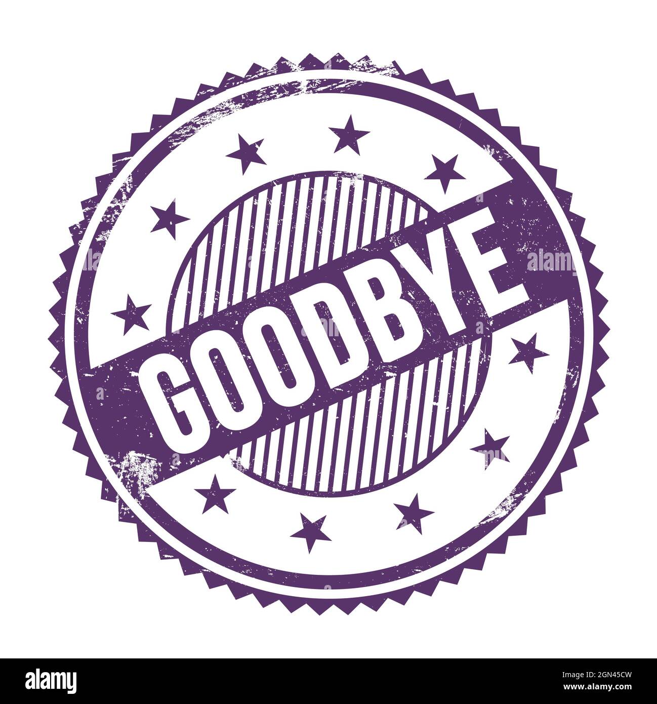 GOODBYE text written on purple indigo grungy zig zag borders round ...