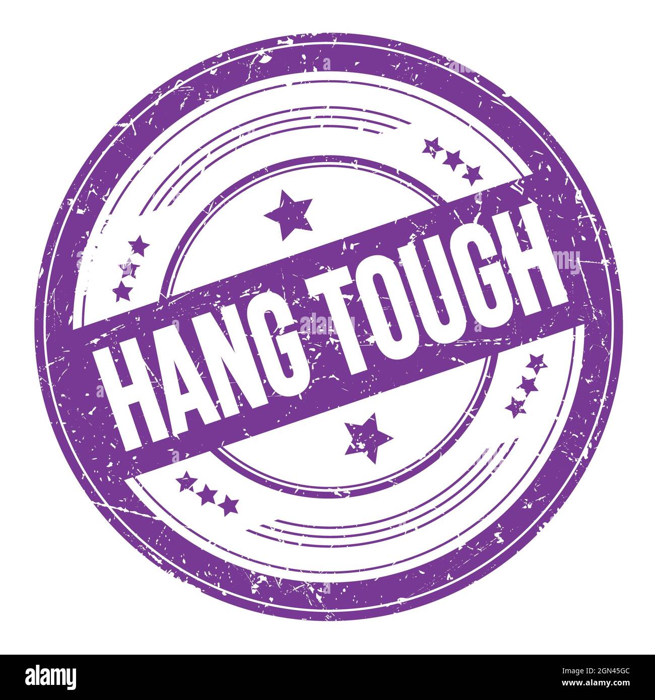 HANG TOUGH text on violet indigo round grungy texture stamp Stock Photo ...
