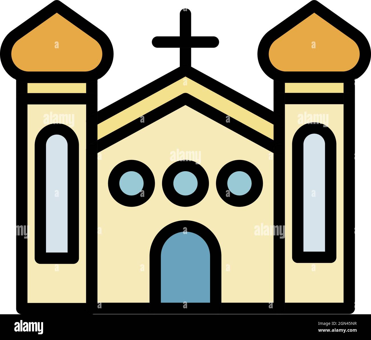 Christian church icon. Outline christian church vector icon color flat ...