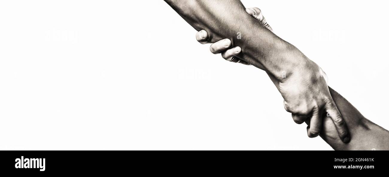Two hands, helping arm of a friend, teamwork. Rescue, helping gesture ...
