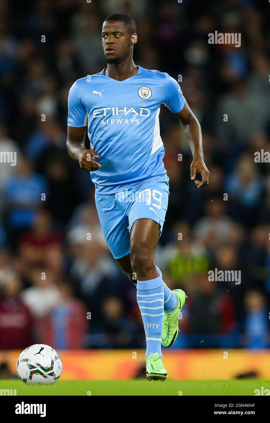 Manchester City's Luke Mbete during the Carabao Cup third round match ...