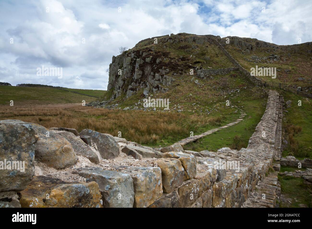 Hadrian's Wall at Steel Rigg, Northumberland National Park, UK Stock ...