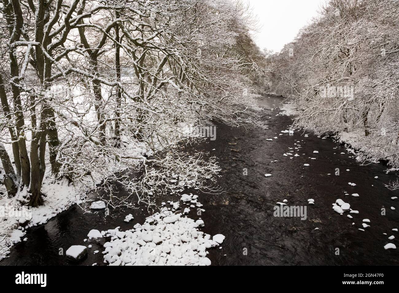 Tarset burn under ice after prolonged wintry weather, North Tyne valley ...
