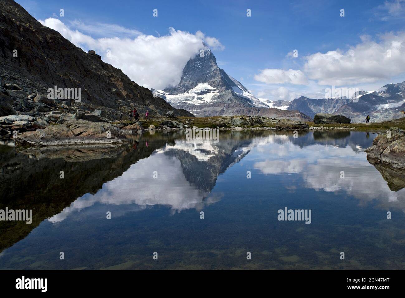 Matterhorn reflection in Riffelsee Stock Photo - Alamy