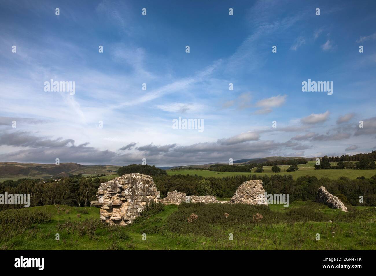 Harbottle Castle, Harbottle, Northumberland national park, UK Stock ...