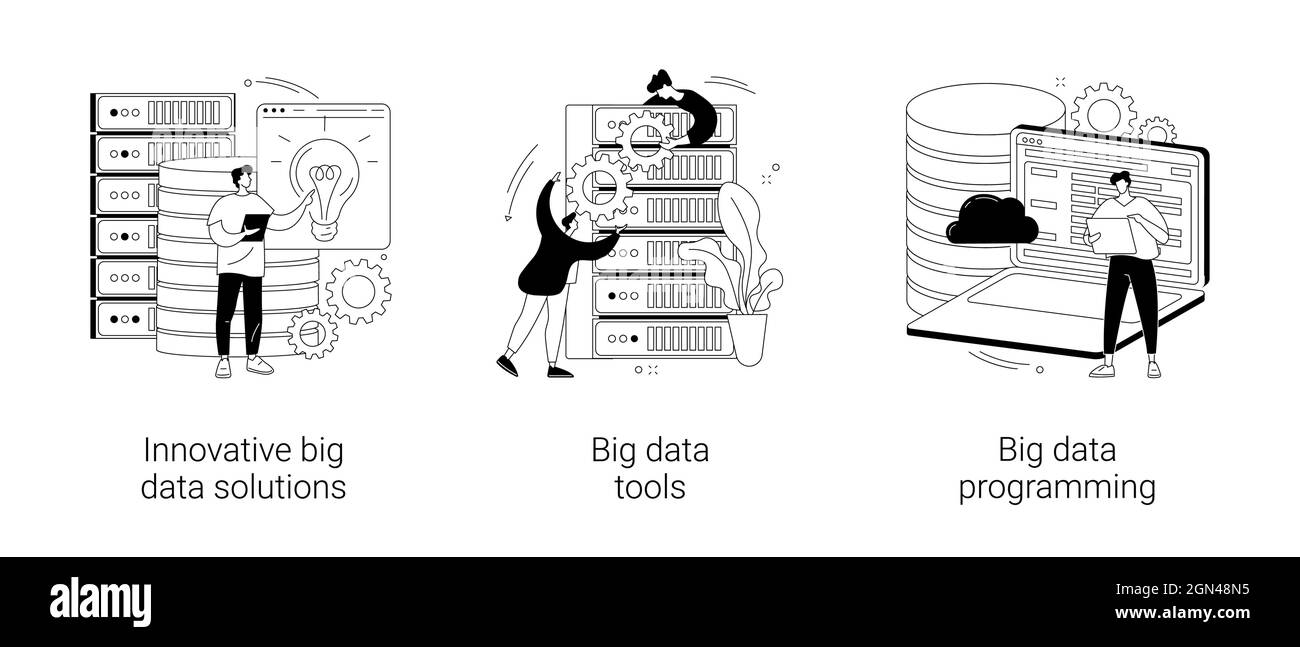 Big data business software abstract concept vector illustrations Stock ...