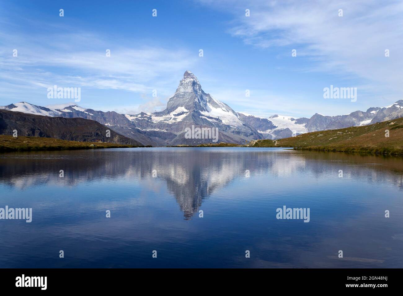 Matterhorn reflection in Stellisee Stock Photo - Alamy