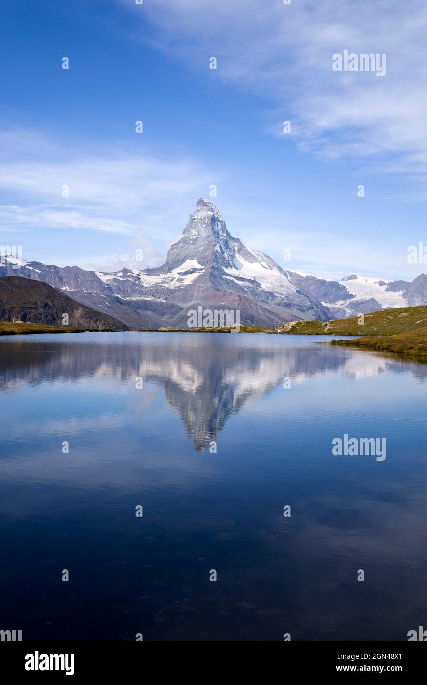 Matterhorn reflection in Stellisee Stock Photo - Alamy