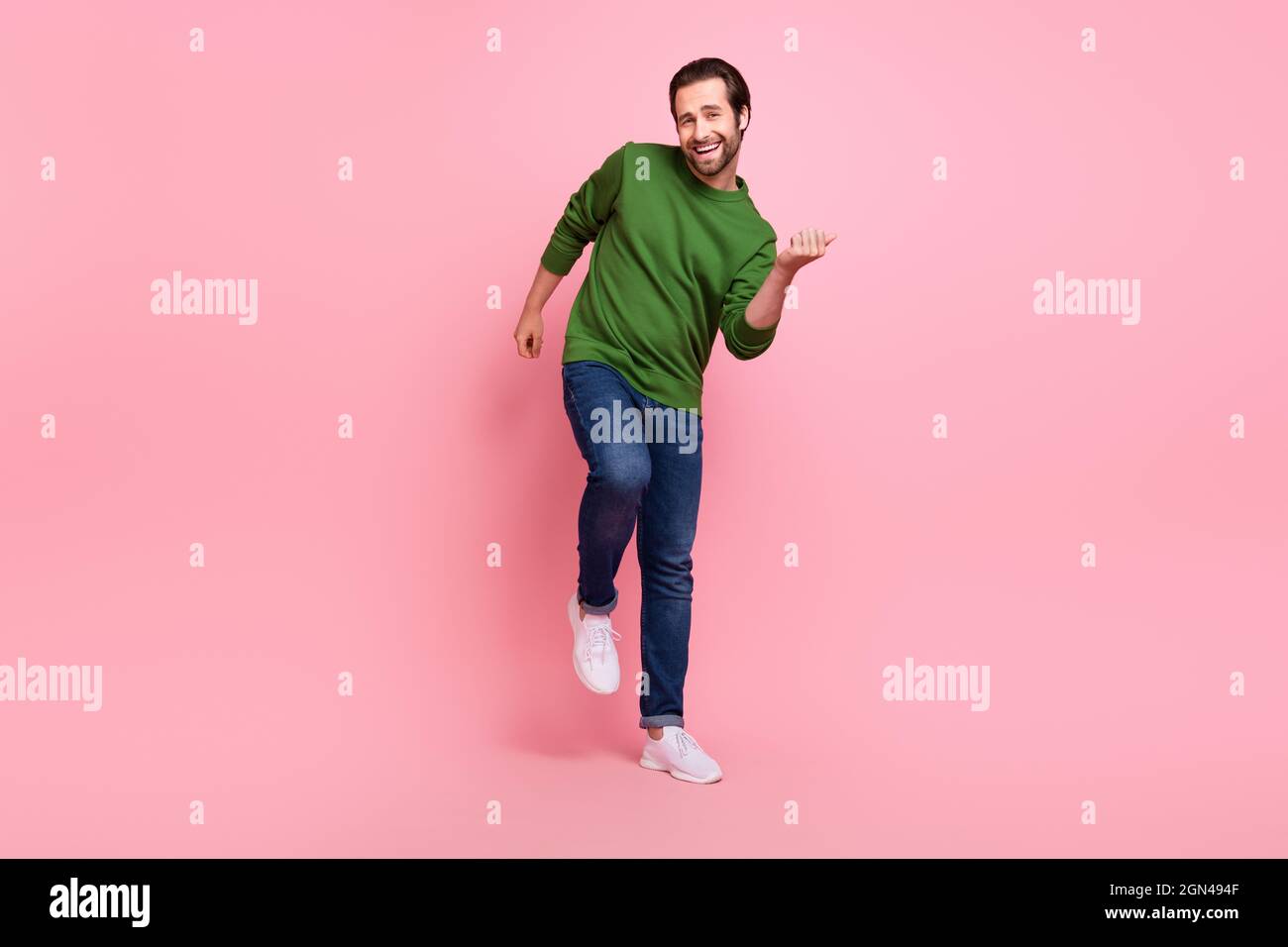 Full size photo of positive cheerful person have fun dancing clubbing ...