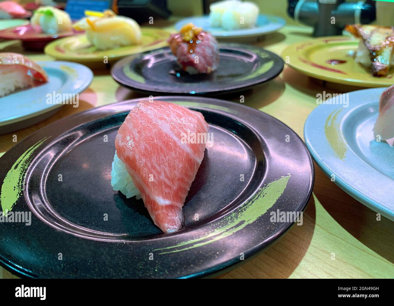 Tuna fish on the dish in japanese cuisine Stock Photo - Alamy