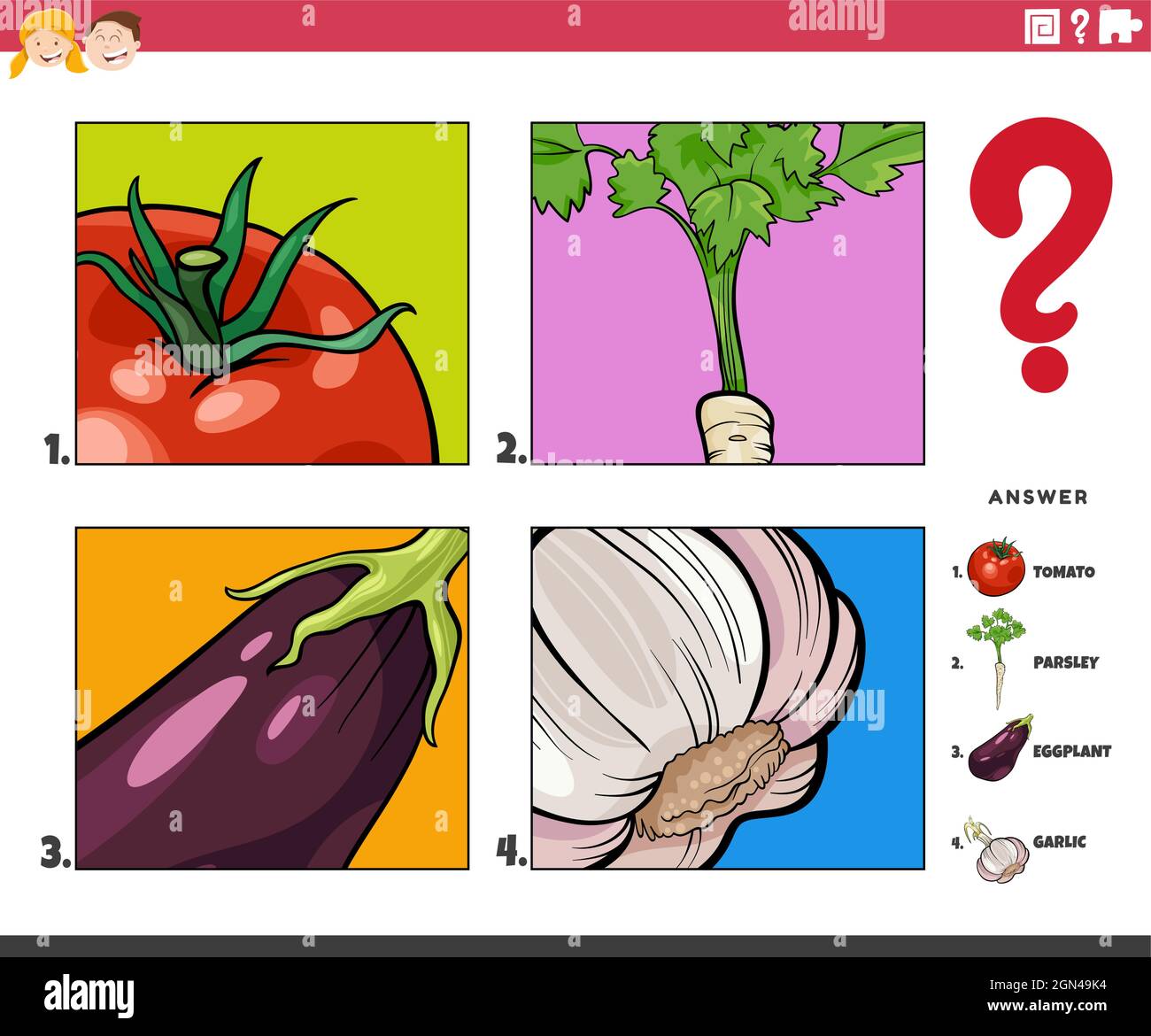 Cartoon illustration of educational game of guessing vegetables ...