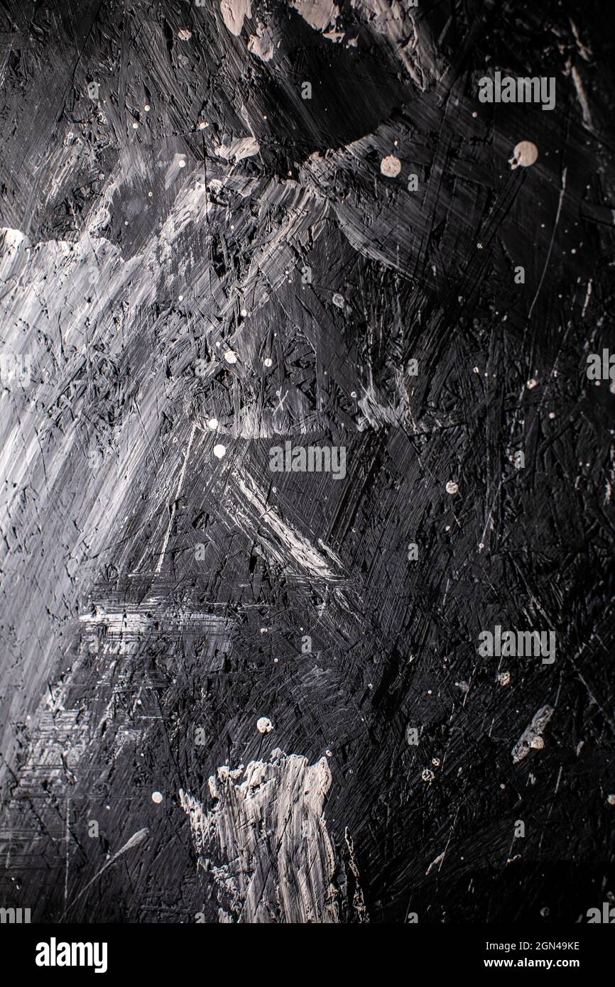Grunge Black Painted Wood Background with rude strokes Old scratched ...