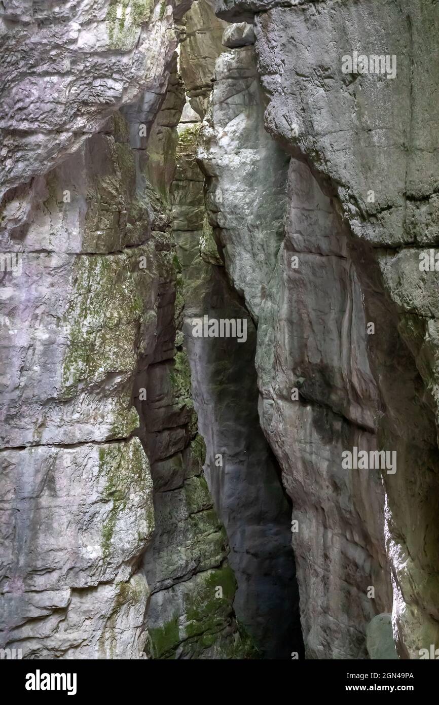 Canyon carved into the millenary rock by the flow of the river below ...