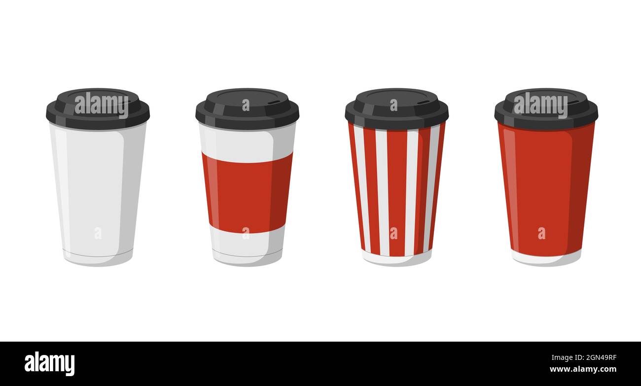 Disposable paper beverage cup templates set for coffee, mocha, latte or ...