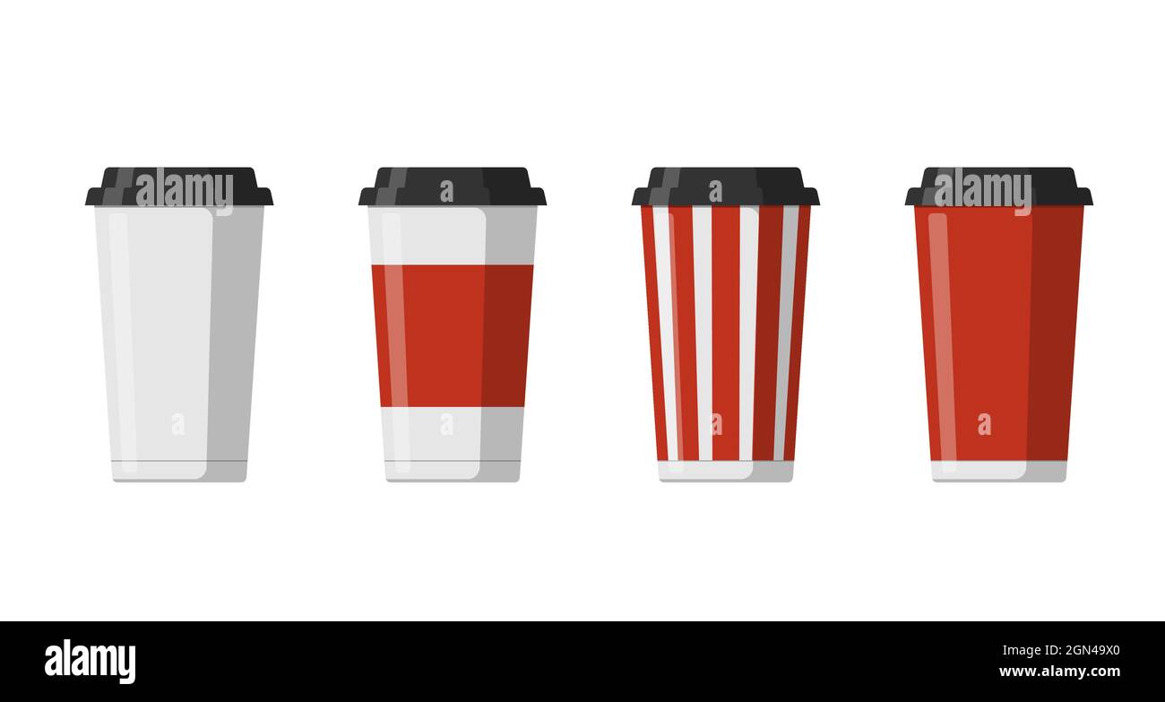 Disposable paper beverage cup templates set for coffee, mocha, latte or ...