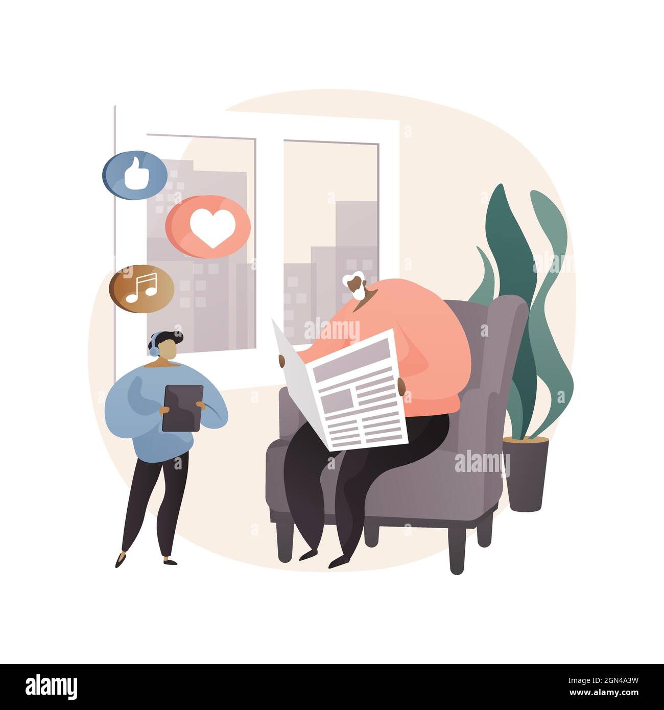 Generation Gap Abstract Concept Vector Illustration Stock Vector Image