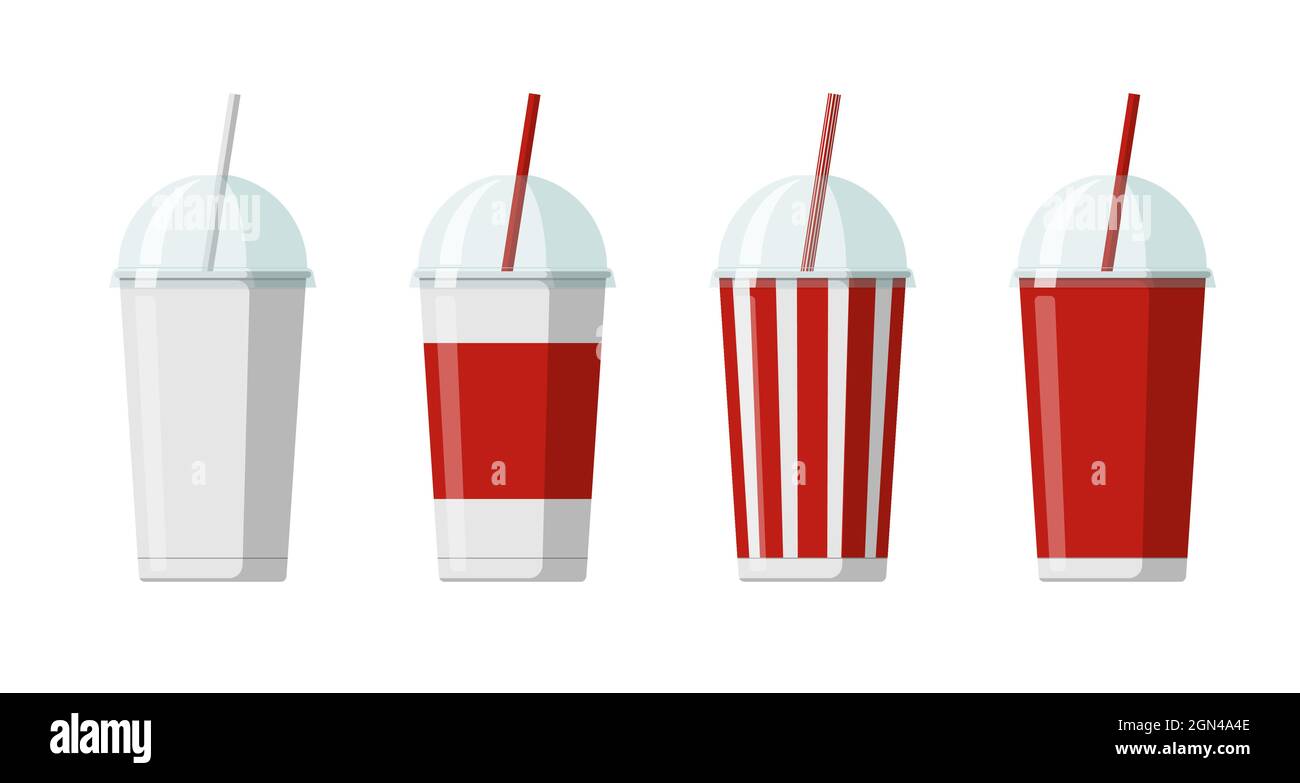 Disposable paper beverage cup templates set for soda or cocktail with ...