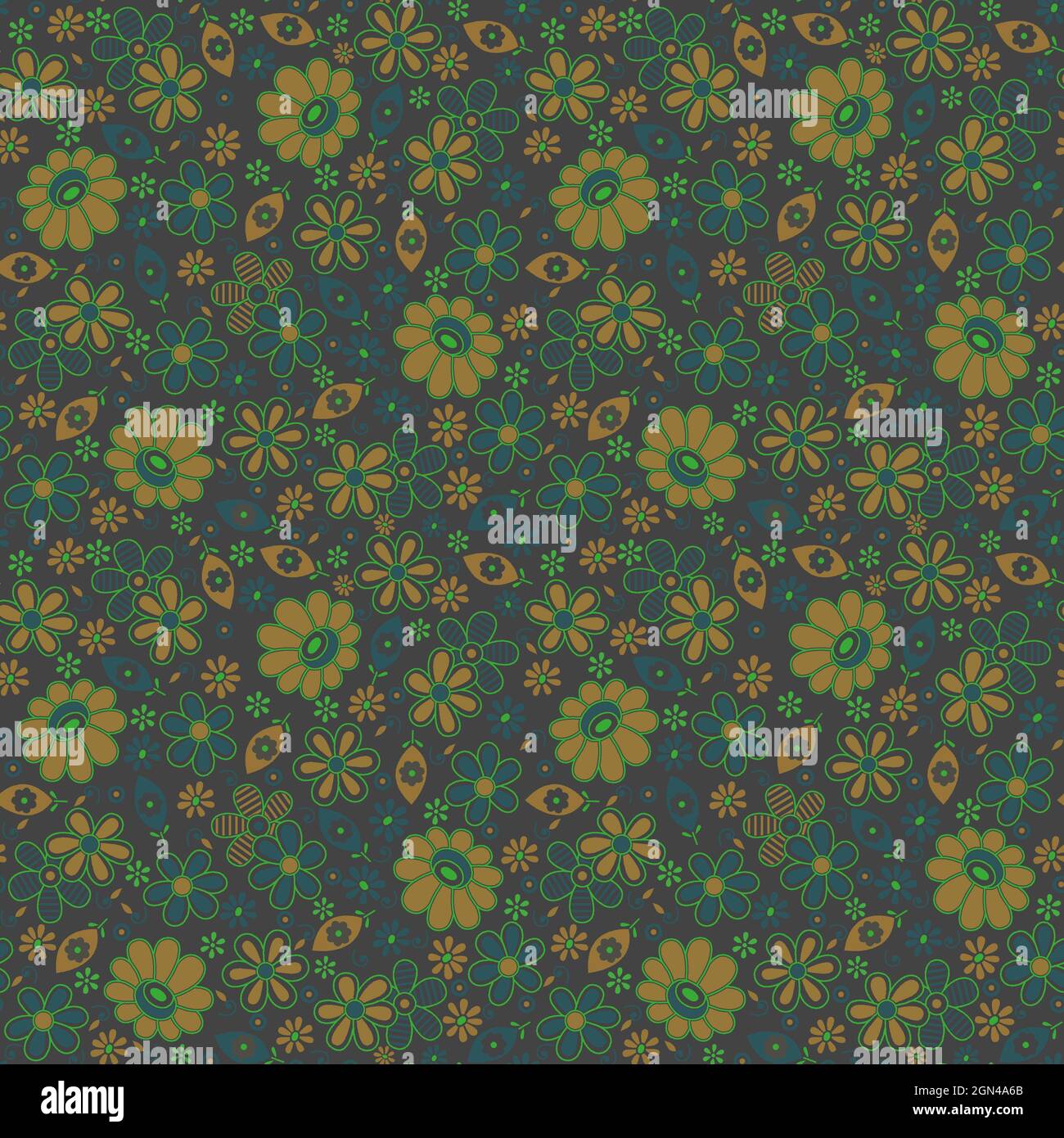 2D illustration of a vibrant green floral pattern wallpaper Stock Photo ...
