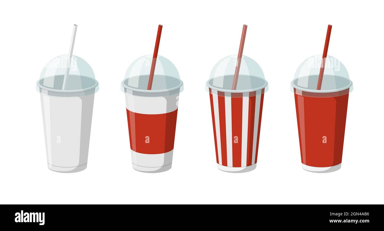 Disposable paper beverage cup templates set for soda or cocktail with ...