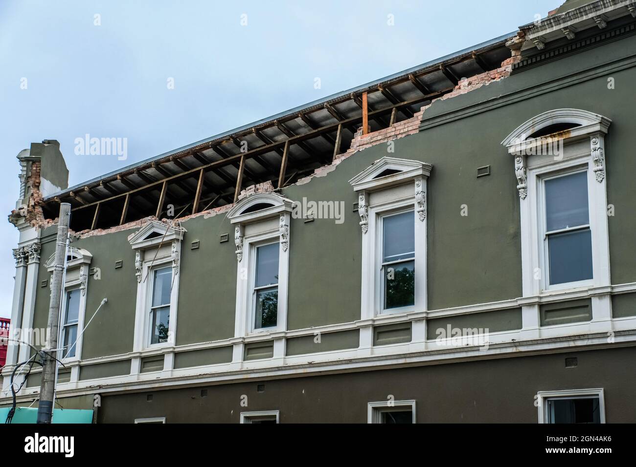 Melbourne, Australia. 22nd Sep, 2021. Close up of a collapsed wall, the ...