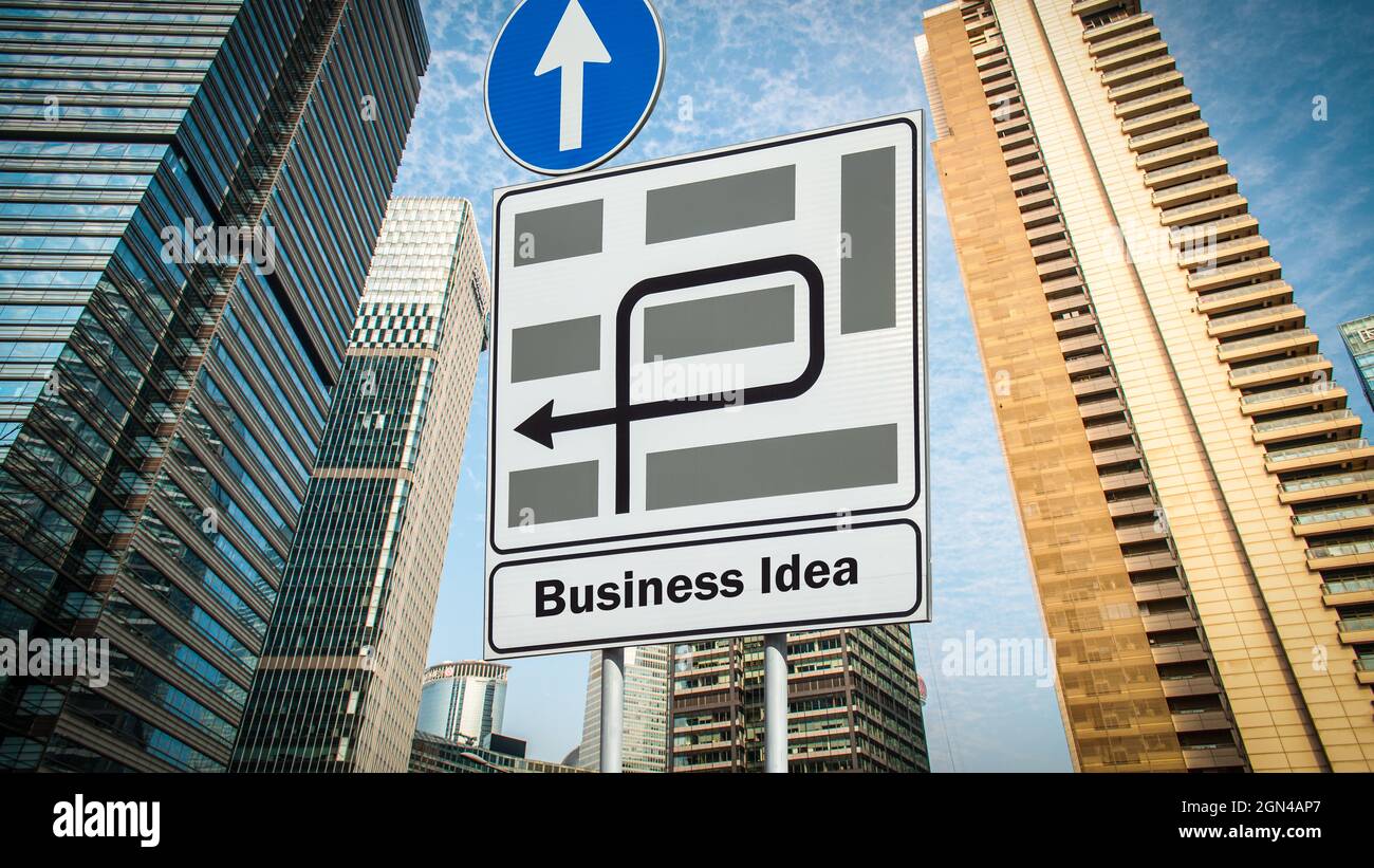 Street Sign the Direction Way to Business Idea Stock Photo - Alamy