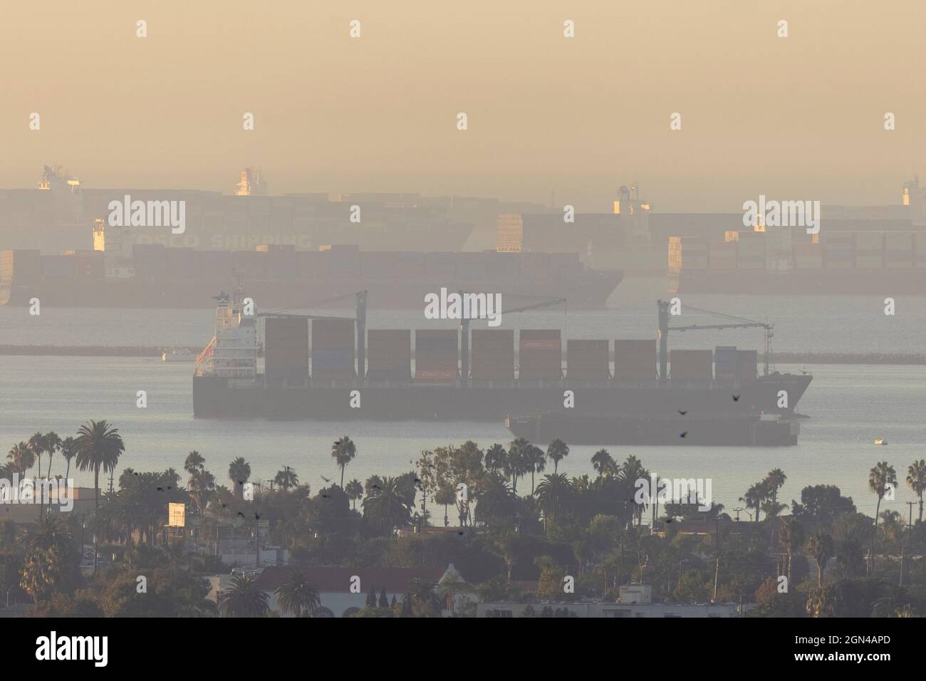 Container ships near by the beach hi-res stock photography and images ...