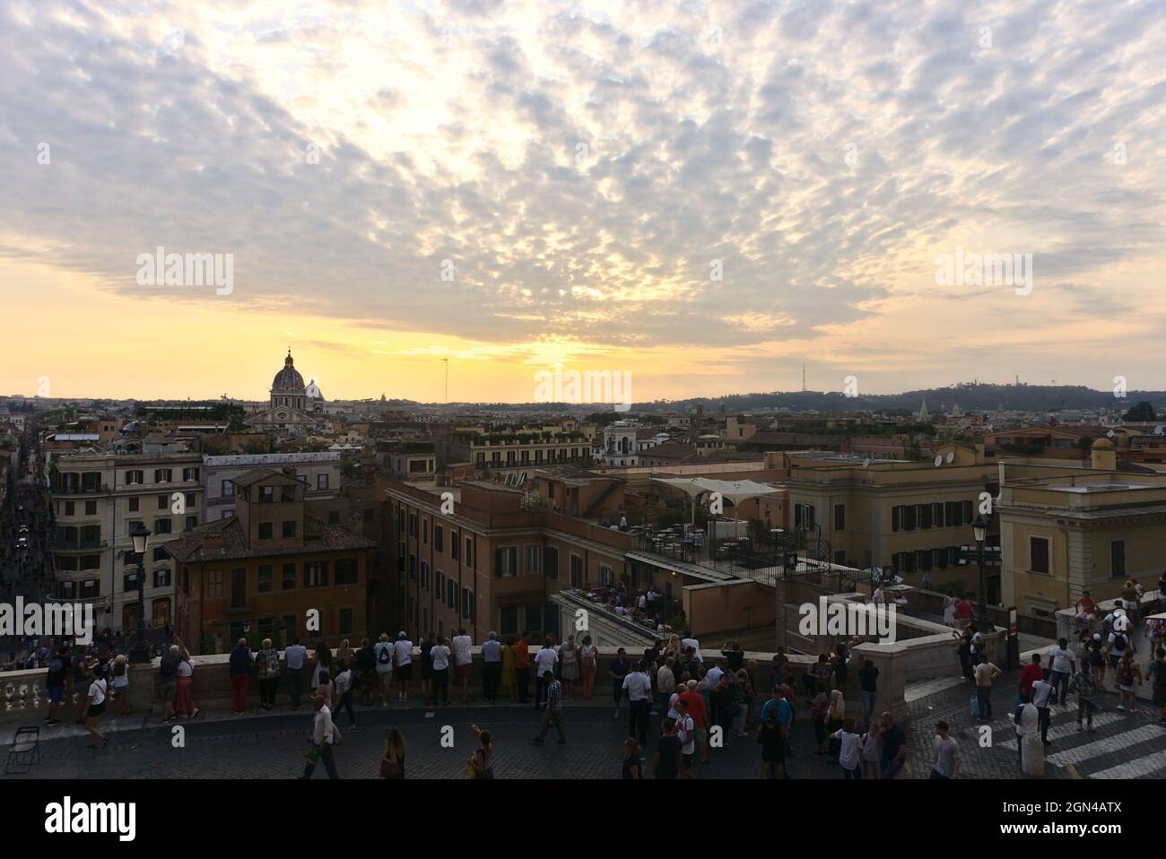 ROME, ITALY - Sep 01, 2019: The Sunset visible from Spanish Steps, Rome ...