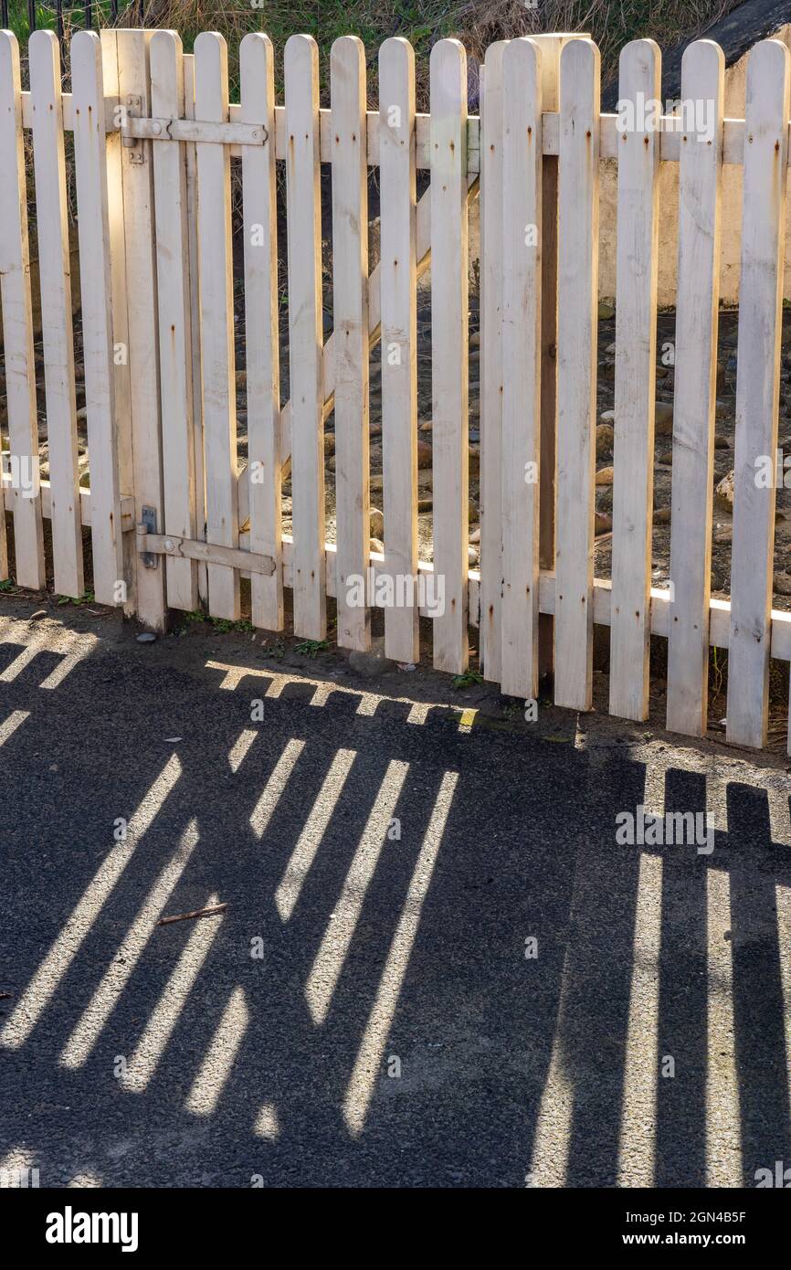 gate & shadows at saltburn, north yorkshire, uk Stock Photo - Alamy