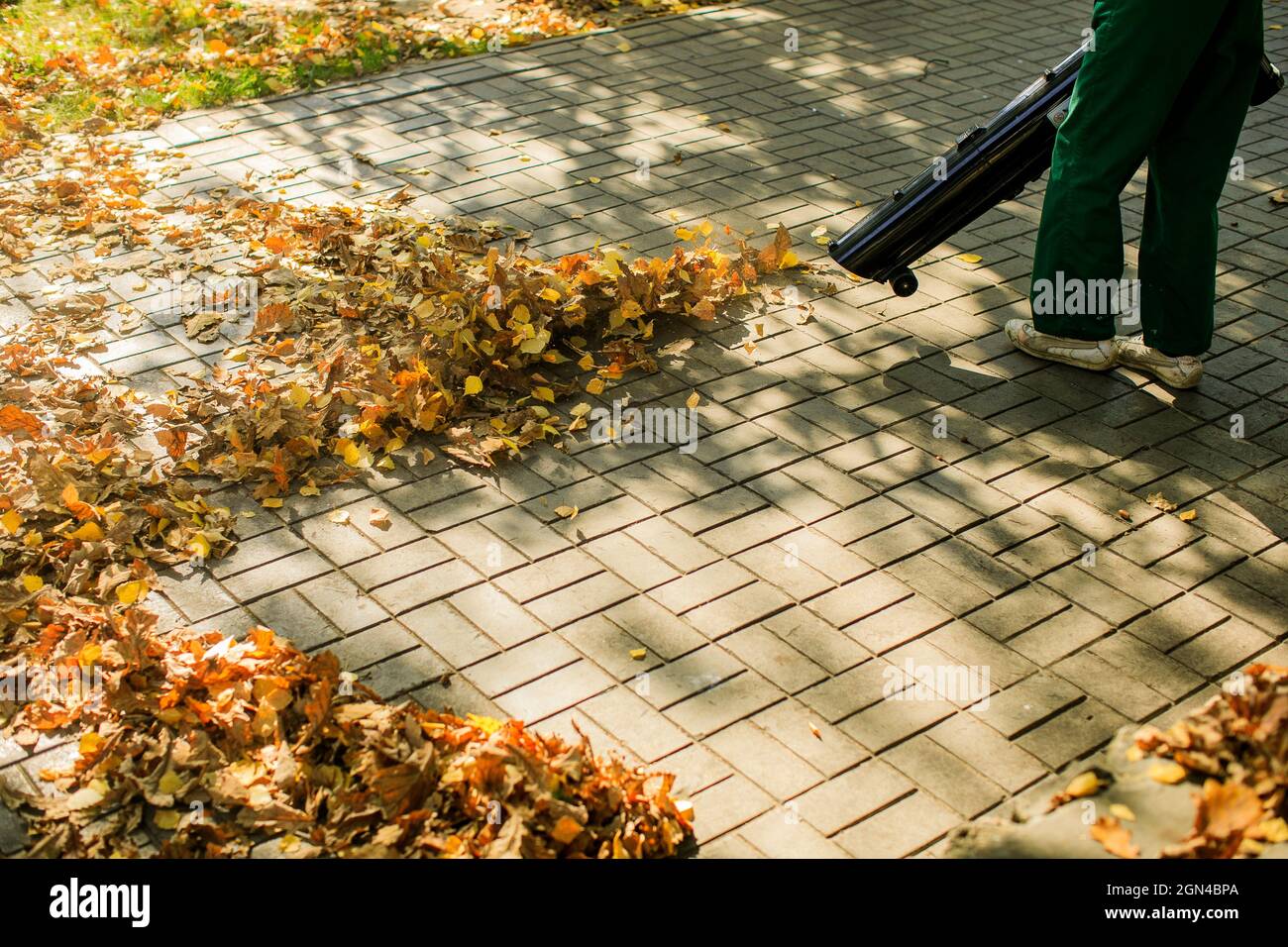 Man with leaf blower hi-res stock photography and images - Alamy