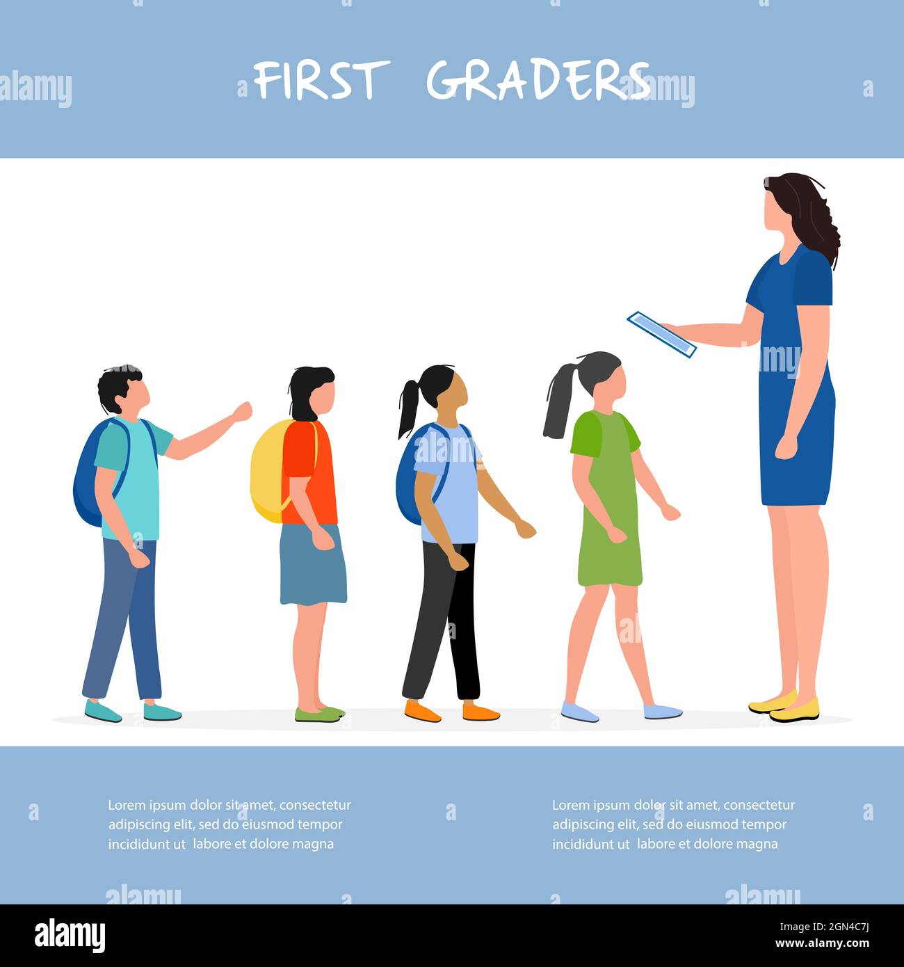 Vector illustration Back to school Schoolboy, schoolgirl with ...