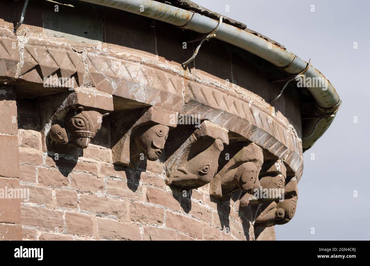 Kilpeck Herefordshire UK - detail of the many stone corbels that ...